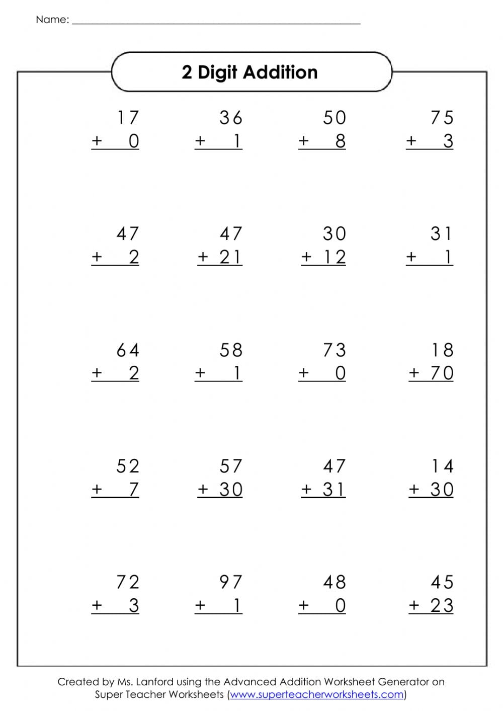 Two Digit Addition Without Regrouping Worksheets WorksheetsCity Two Digit Addition Without Regrouping Worksheets WorksheetsCity