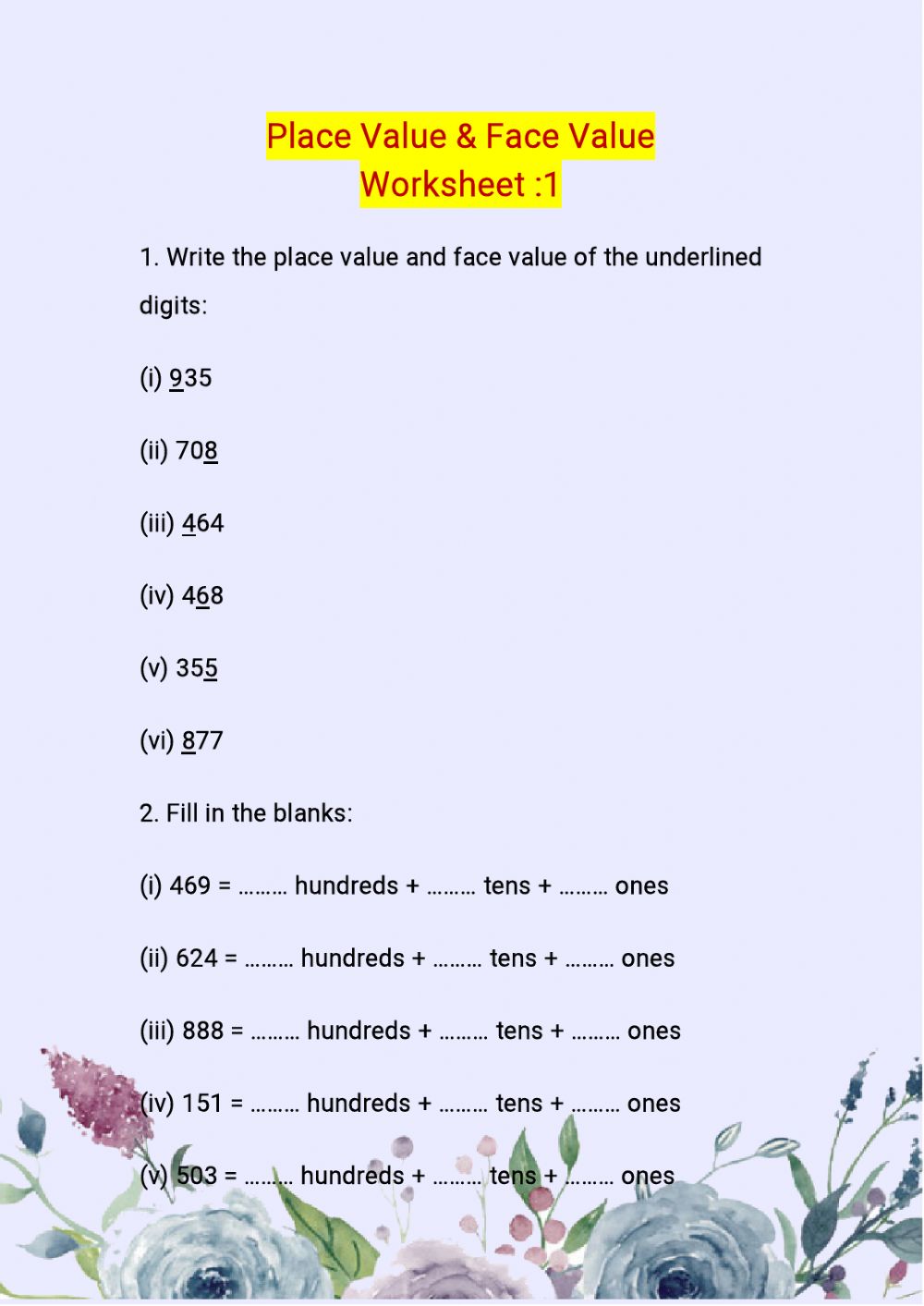 Place Value Worksheets WorksheetsCity