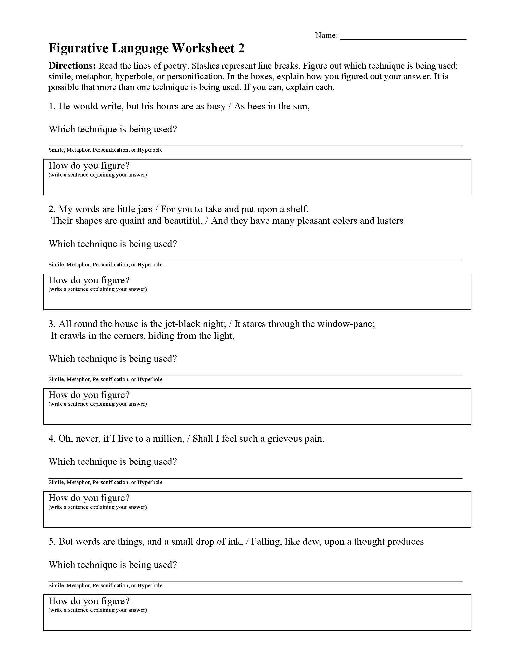 Using Figurative Language Worksheets WorksheetsCity Using Figurative Language Worksheets WorksheetsCity